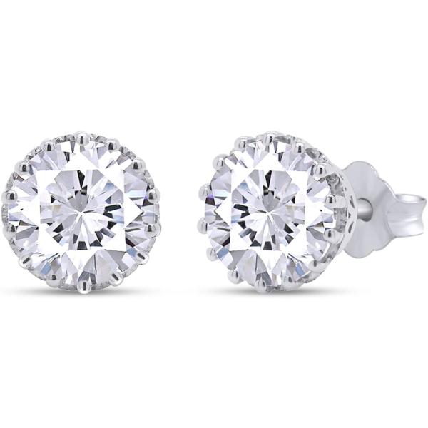 商品名SAVEARTH DIAMONDS モアッサナイトイヤリング レディース メンズ 2カラット 6.5mm D カラー VVS モアッサナイト 人工ダイヤモンド プロングセッティング スタッドピアス ロジウムメッキ スターリングシルバー...