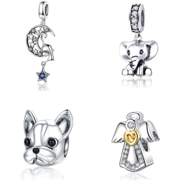 商品名BABAMIA 4個/5個 チャーム ブレスレット用 動物 | 永遠の愛 | クロスチャームセット 華奢なチャームジュエリー レディース ガールズ, 金属, 宝石なし。BABAMIA 4pcs Charms for Bracelets...