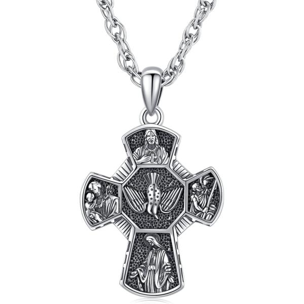 商品名Odinstone 聖ミカエルネックレス - 聖クリストファーメダル - 聖ベネディクトメダル - 大天使ミカエルペンダントネックレス 保護 お守り 925スターリングシルバー ジュエリー メンズ レディース, スターリングシルバー,...