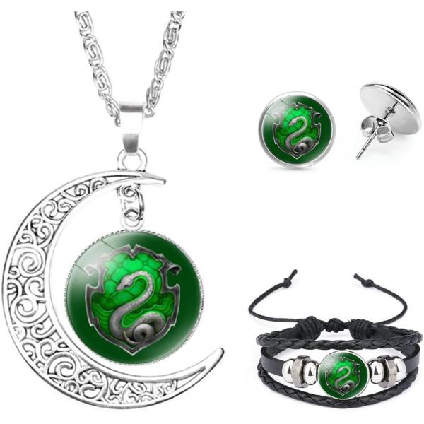 商品名Snake Pendant Moon Necklace, Hand Woven Leather Bracelet, Earrings Jewelry Set Gifts for Christmas Birthday Thanksgiv...