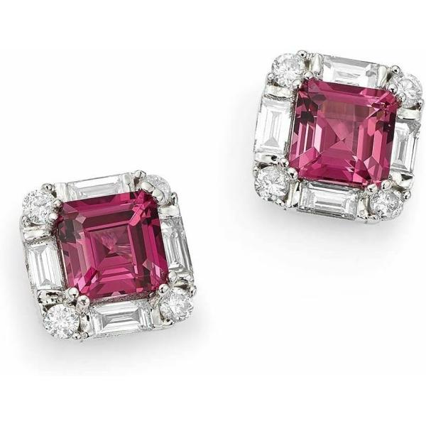 商品名Dazzleluxury 4Ct Asscher Cut Lab Created Pink Ruby Diamond Halo Stud Earrings 14K White Gold Finishブランド：Generic商品サイズ：...