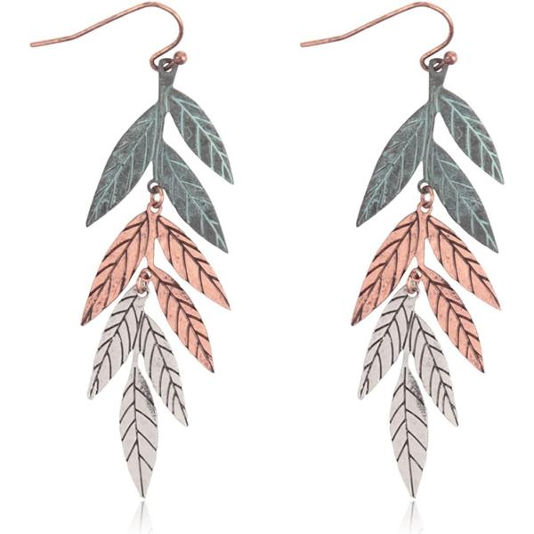 商品名RIAH FASHION ボヘミアン 繊細 薄型 メタリック 軽量 カットアウト ドロップ イヤリング - フィリグリー 木製 花びら 葉 生命の樹 フック ダングル, 金属, ベースメタルRIAH FASHION Bohemian ...