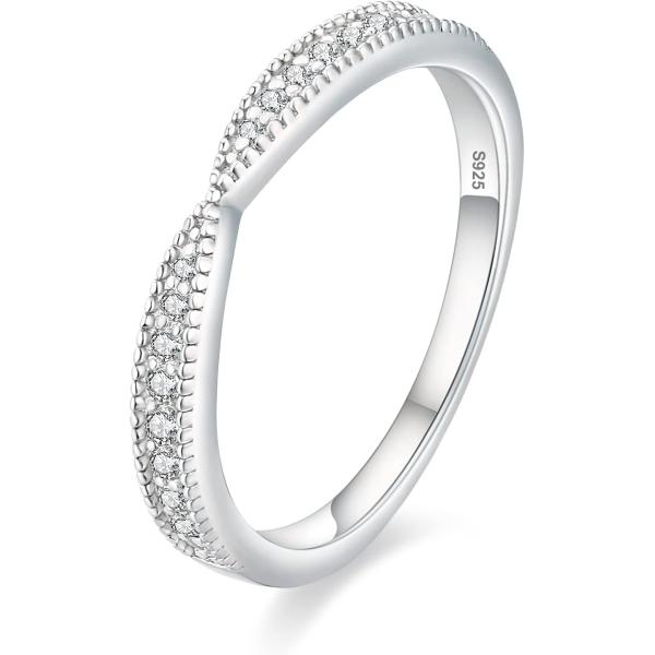 商品名KRKC モアッサナイト 結婚指輪 レディース ハーフエタニティリング 人工ダイヤモンド 0.33カラット VVS1 クラリティーストーン S925スターリングシルバー カーブ スタッカブルリング 約束 記念日 ブライダルギフト, 宝...