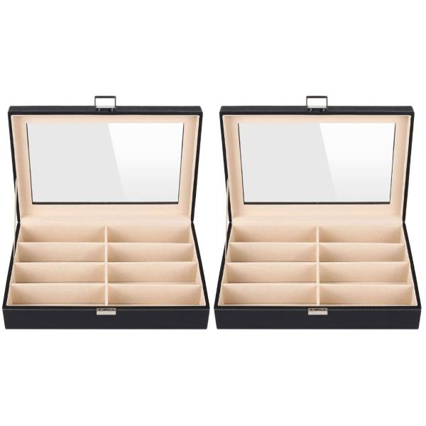 商品名: Homoyoyo メンズ サングラス 2個ボックス マルチスロット モールホルダー レザーディスプレイ メンズ 複数のメガネ ケース用 実用的なトレイ 便利なメガネ サングラス サングラス 収納 アイウェア Pu メンズウォッチ,...