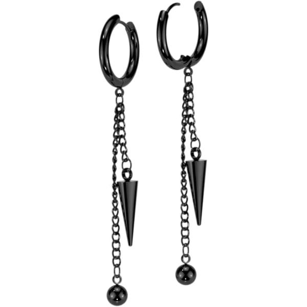 商品名Pierced Owl 20GA 316L ステンレススチール ダングリングチェーン ボールとコーンスパイク付き ヒンジフープピアス ペアで販売, 金属, 宝石なしPierced Owl 20GA 316L Stainless Ste...