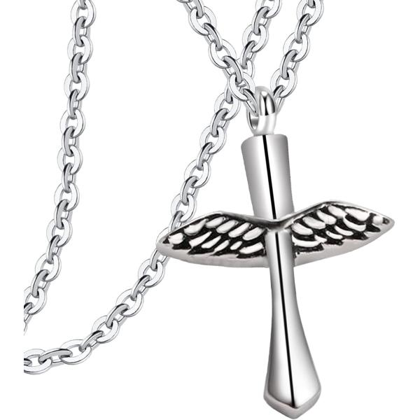 商品名十字架 遺灰用ネックレス ステンレススチール 火葬メモリアルジュエリー 主の祈り 十字架の灰 防水ペンダント 開ける香水ボトルお土産, ステンレス鋼, 宝石なしCross Urn Necklace for Ashes Stainles...