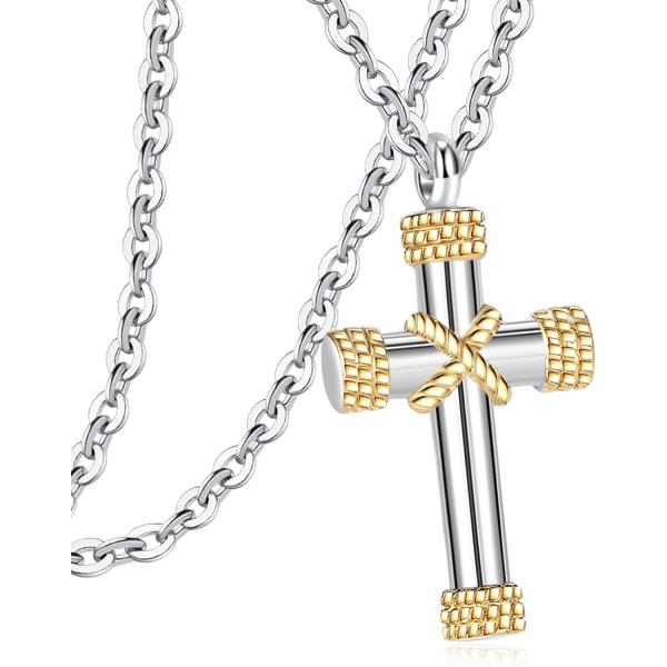 商品名十字架 遺灰用ネックレス ステンレススチール 火葬メモリアルジュエリー 主の祈り 十字架の灰 防水ペンダント 開ける香水ボトルお土産, ステンレス鋼, 宝石なしCross Urn Necklace for Ashes Stainles...