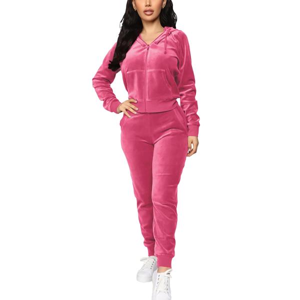商品名:  BOGURST Velour Tracksuit for Women Set Casual Jogging Suits Long Sleeve Crop Tops and Long Pant 2 Piece Outfits Ro...