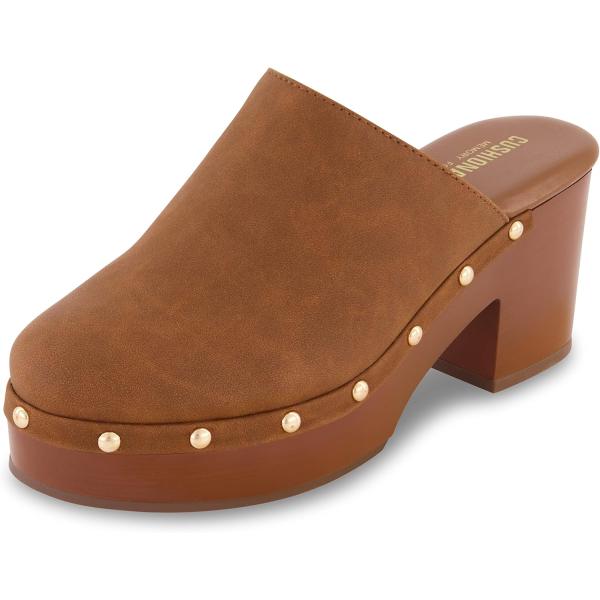 商品名CUSHIONAIRE レディース ギボン フェイクウッドクロッグ 低反発パッド付き, チェスナット, 7CUSHIONAIRE Women's Gibbons Faux Wood Clog with Memory Foam Padd...