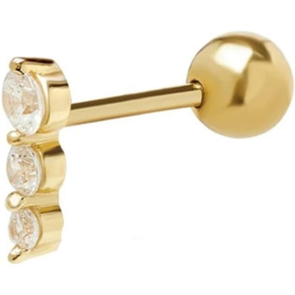 商品名Ayoiow 1PCS Sterling Silver Stud Earrings Girls, Women'S Earrings Sterling Silver Three Zirconia Earrings Gold Stud E...