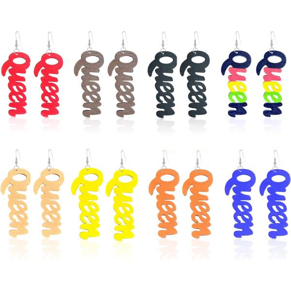 商品名Seakuur アフリカン木製イヤリング 8組 女性用 ドロップダングル テキストピアス 天然エスニックピアス 木製アフロセントリックギフト レディース ガールズ セット, 2XL, 木材, N/CSeakuur 8 Pairs Af...