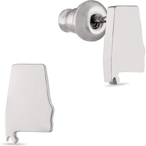 商品名アラバマイヤリングとオーバーンイヤリング。低刺激性、サージカルステンレススチール。, ステンレス鋼, 宝石なしStone Armory Alabama Stud Earrings - State of Alabama Dainty S...