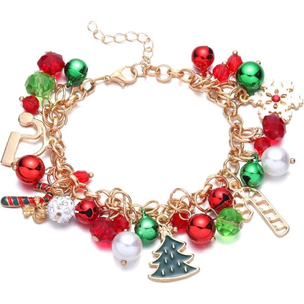 商品名COTATI クリスマス ジングルベル ブレスレット カラフルなクリスマスツリー 雪の結晶 クリスマスストッキング ビーズチャームブレスレット ギフト クリスマスジュエリー レディース ガールズ キッズ, 宝石なし。COTATI Ch...