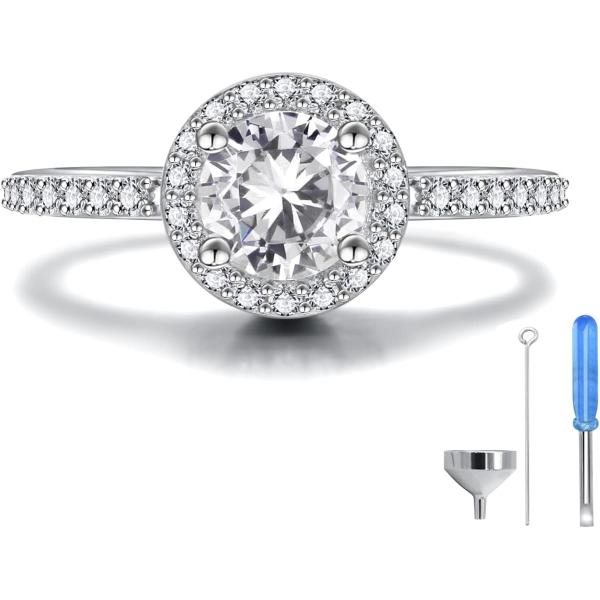 商品名スターリングシルバー 遺灰用骨壺リング - 女性 火葬 メモリアル 記念品リング キュービックジルコニア 死別ジュエリー 愛する人へのギフト, s925, キュービックジルコニアSterling Silver Urn Ring for...