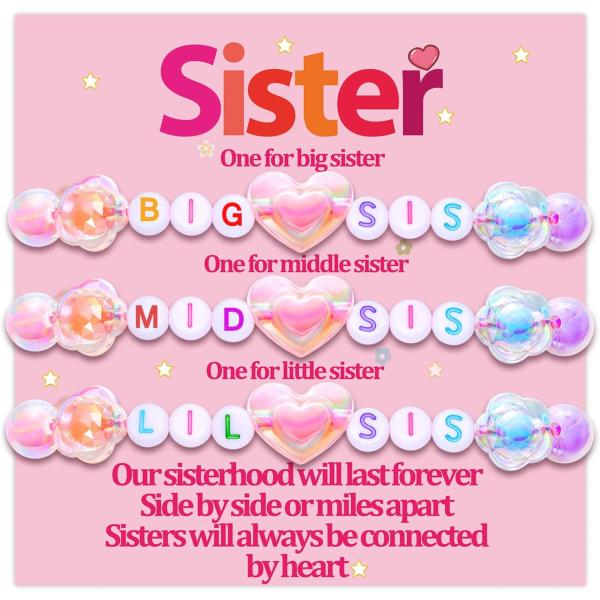 商品名姉妹ギフト 姉妹ブレスレット ネックレス 2/3 姉妹からのギフト カラフルなビーズとお揃いの姉妹ブレスレット Big Little Sisネックレス ジュエリーギフト 女の子用 クリスマス バレンタインデー 誕生日プレゼント 姉妹用...