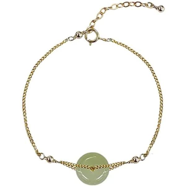 商品名925 Hetian 翡翠 ストーンペンダント チャーム スターリングシルバー ゴールド 翡翠 ブレスレット ナチュラルグリーン 翡翠 ブレスレット レディース ガールズ ギフト, 宝石なし。Todu 925 Hetian Jade ...