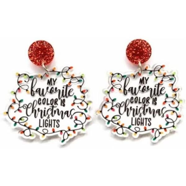 商品名Merry Christmas 軽量 アクリル レオパード レインボー クリスマスツリー カラー ライトストリング ネオン ドロップ ダングルイヤリング レディース ガールズ ジュエリー, One Size, アクリル, 宝石なしMe...