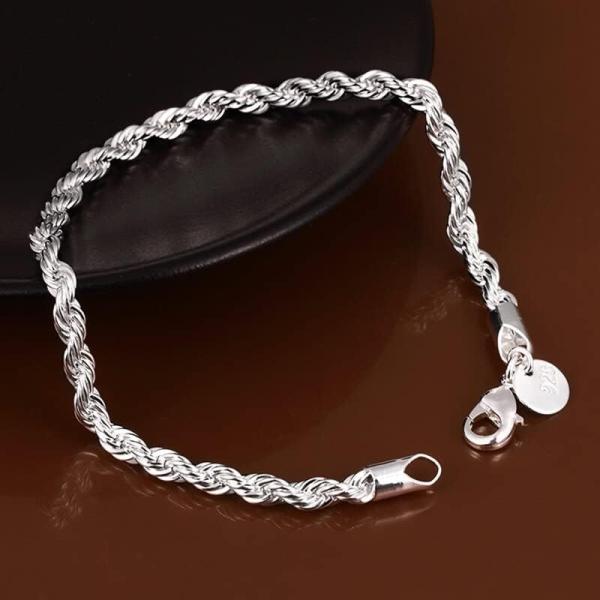 商品名Boomini Sterling Silver Bracelets - Sterling Silver 4mm Link Chain Bracelet For Women Twisted Rope Bracelets Silver J...