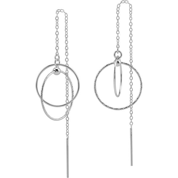 商品名Silvershake 925スターリングシルバー ロジウムメッキ インターロック サークル フープ プルスルー スレッダー イヤリング ジュエリー レディース, スターリングシルバー, 宝石なしSilvershake 925 Ste...