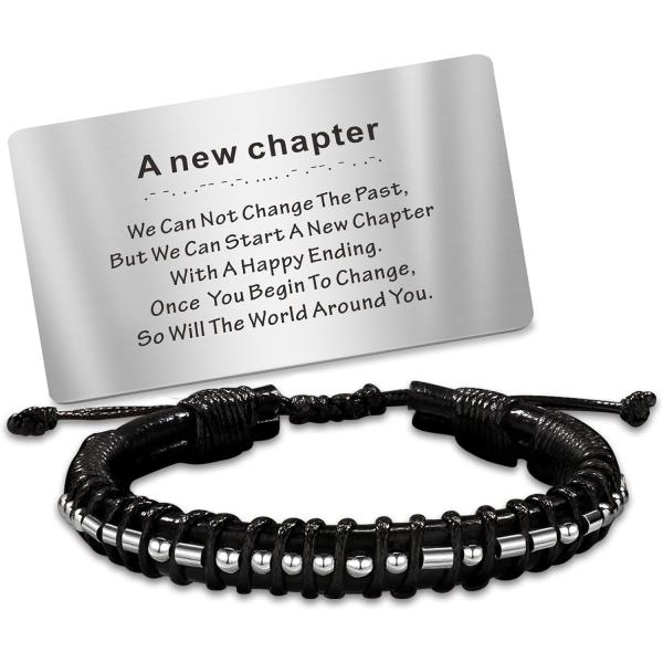 商品名TOLOWOBK モールスコードブレスレット メンズ レディース メンズ レザーブレスレット 本物の金メッキビーズ ボーイフレンドギフト ハンドメイド 編み込み 父 息子 インスピレーションを与えるジュエリー ギフト モチベーションを...