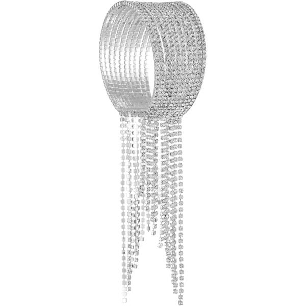 商品名テニス 中空 マルチプレイヤー スパークリング ラインストーン タッセル アームチャーム 調節可能 ワイドカフ バングル ブレスレット 女性用 ウェディングジュエリー フォーマルパーティー, 2XL, クリスタルEcesha Tenn...