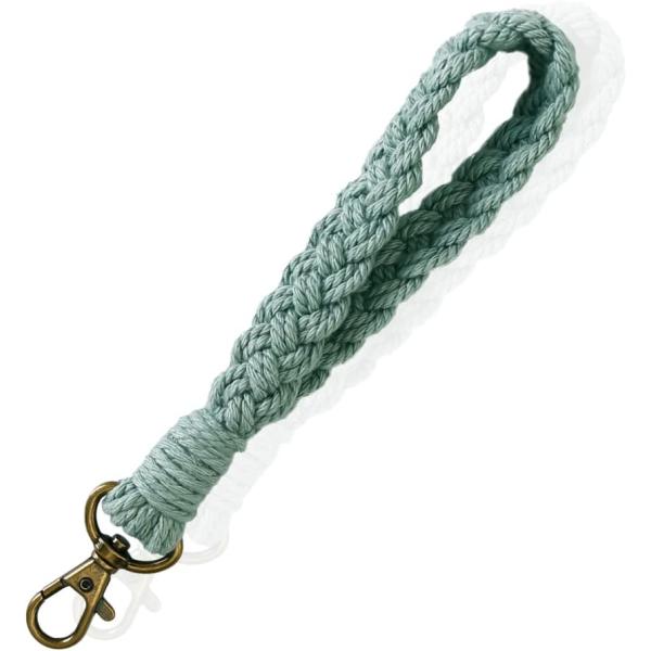 商品名マクラメキーホルダー ボーホーキーチェーン キー用リストレットランヤード キーチェーンリストランヤード 女性用 ハンドメイドキーリング ブレスレットホルダー 車のキーランヤード, グリーン, greenKey Lanyard Macr...