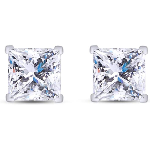 商品名SAVEARTH DIAMONDS プリンセスカット 人工ダイヤモンド モアッサナイト スクエアスタッドピアス 925スターリングシルバー 18Kゴールドオーバー 925スターリングシルバー, 金属, モアッサナイトSAVEARTH ...