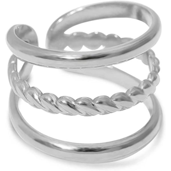 商品名シンプルな多列平行リング 太いプラチナメッキ スターリングシルバー 親指インデックス フィンガーバンドリング レディース ガールズ, ホワイトゴールド, 宝石なしMYLYAHY Dainty Simple 3 Multi RParal...