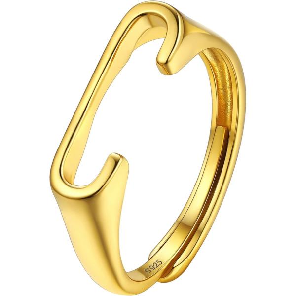 商品名SILVERCUTE Statement Initial Rings for Women 925 Gold Plated Sterling Silver Open Wrap Rings Stacking Band A-Z Alphab...