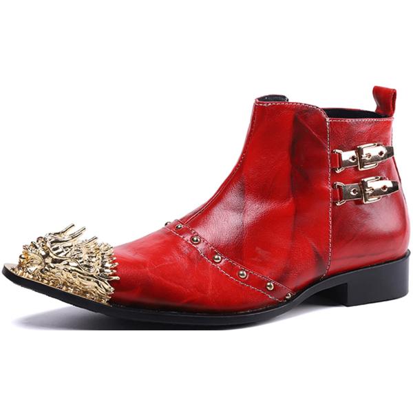 商品名:  Santimon Genuine Leather Snake Skin Texture Metal Wingtip Zipper Ankle Chelsea Boots For Mens Casual Party Ballroo...