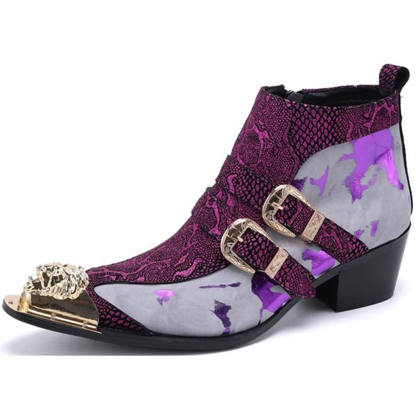 商品名:  Santimon Genuine Leather Double Monk Strap Metal Wingtip Zipper Ankle Chelsea Boots For Mens Fashion Party Ballroo...