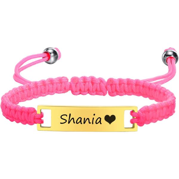 商品名パーソナライズされたベビーバーブレスレット:18Kゴールドメッキ カスタムネームIDプレートブレスレット お母さんから幼児の子供向け、娘の息子への刻印入り 新生児の誕生日プレゼント、調節可能、ニッケルフリー, 7.09 x 0.28 ...