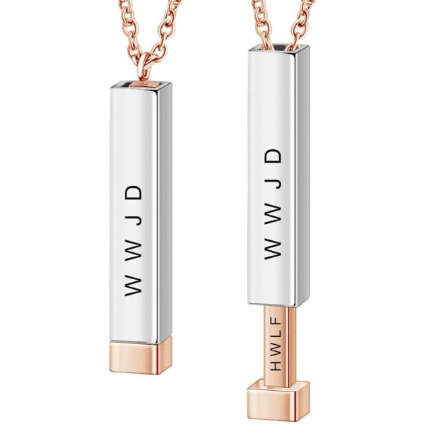 商品名LiFashion WWJD HWLF バーネックレス メンズ レディース What Would Jesus Do He Would Love First 3Dバーペンダント ステンレススチール プル&amp;プッシュネックレス イン...