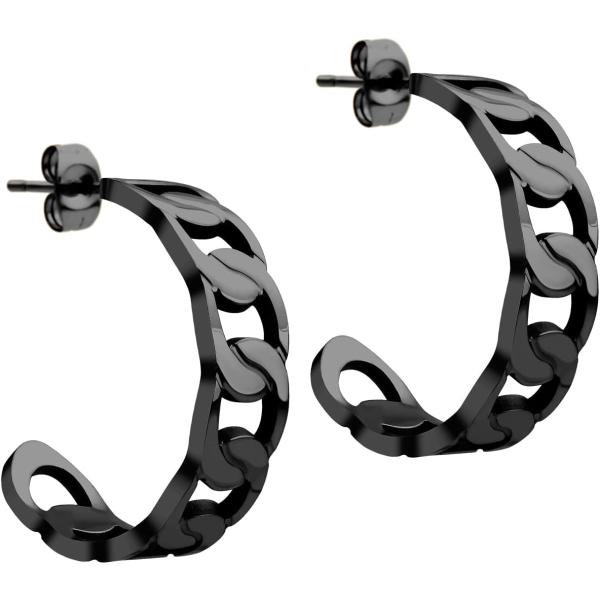 商品名555Jewelry ステンレススチール ミディアムカーブリンク オープンフープイヤリング レディース ガールズ, 金属, 宝石なし 555Jewelry Stainless Steel Curb Link Open Hoop Ear...