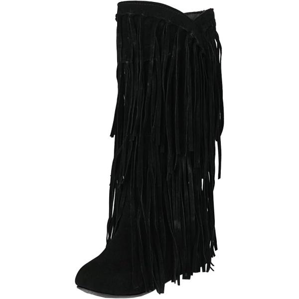 商品名Etebella Womens Round Toe Knee High Tassel Boots Flat Fringe Long Tall Pull On Boots-Size 6.5 Blackブランド：Etebella商品サイズ...