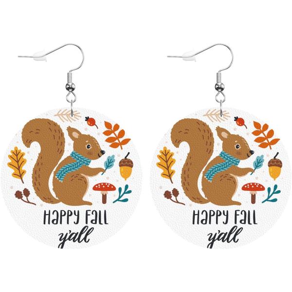 商品名Swono スマイリングリス ラウンドフェイクレザーイヤリング レディース ガールズ 明るい落ち葉 ドングリ マッシュルーム 松ぼっくり 秋 軽量 両面プリント ドロップダングルイヤリング 誕生日パーティーギフト用Swono Smil...