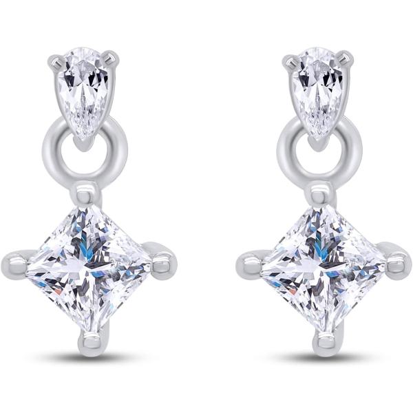 商品名SAVEARTH DIAMONDS プリンセスカット 人工モアッサナイト スタッドピアス レディース 0.84カラット モアッサナイト ダイヤモンド イヤースタッド 14Kゴールドメッキ 925スターリングシルバー ピアスセット 鑑定...