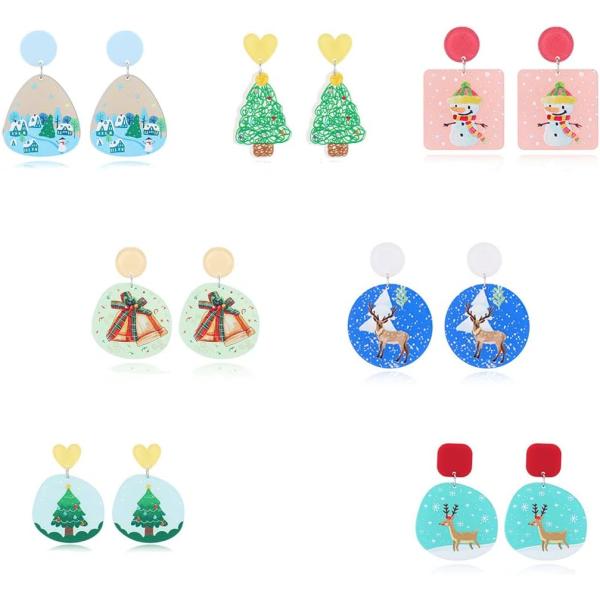 商品名ASHMITA アクリルクリスマスセット イヤリング クリスマスツリー 雪だるま アンテロープ ベル イヤードロップ イヤリング ジュエリー レディース ガールズ 7組, 宝石なしASHMITA 7 pairs Acrylic Chr...