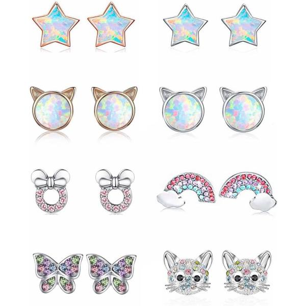 商品名Felson スターイヤリング スタッド 女の子用 かわいい 金メッキ カラフル 蝶 虹 猫 ネズミ スター 低刺激性 クリスタル イヤリング ガールズ ティーン 娘 姉妹 クリスマス 誕生日 ジュエリーギフト, 亜鉛, 宝石なしFe...