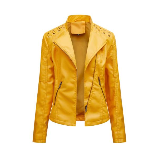 商品名:  LEMONONSTORE Faux Leather Short Jacket for Women Teen Girls Fashion Motorcycle Biker Bomber Coat Casual Zip Slim J...