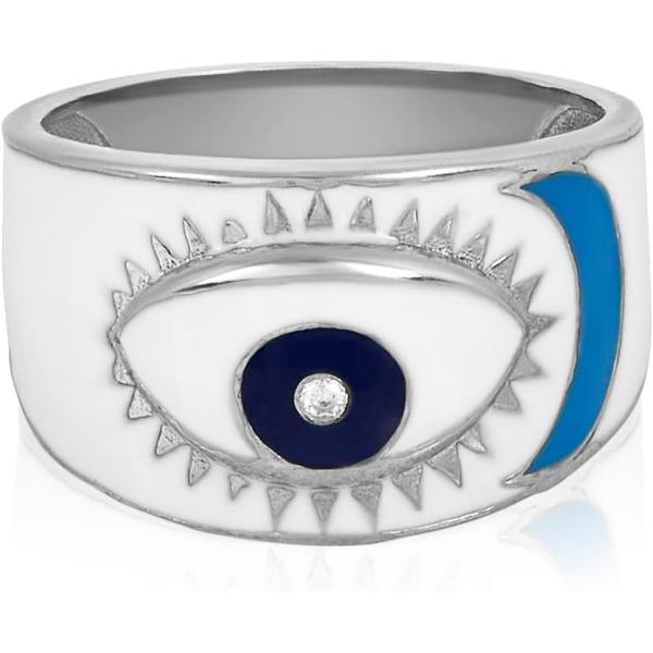 商品名Alef Bet by Paula イーブルアイ リング シルバー, 6, 貴金属, 宝石なしAlef Bet by Paula Evil Eye Sterling Silver Ring for Women Size 6 Bold ...