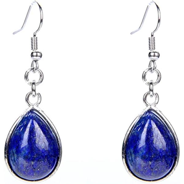 商品名PSVOD 1 Pair Fashion Women Stone Water Drop Earrings Natural Amethysts Clear Crystal Pink Quartz Lapis Tear Drop Hook...