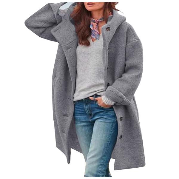 商品名:  LEMONONSTORE Trench Coats for Women Winter Oversized Button Down Hoodie Wool Blend Jackets Windproof Outwear Windb...
