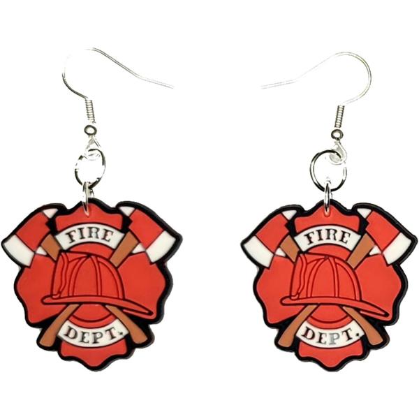 商品名Fire Department Shield Earrings Hypoallergenic Silver Plated Fishhooks Yazzle Dazzle Original Artwork Firefighterブランド...