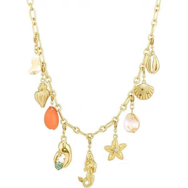 商品名RR RAMBLING ROSE 14Kゴールドメッキ DIYフルーツネックレス レディース ガールズ かわいい夏 トロピカルフルーツチェリー ストロベリークリスタル ステートメントペンダントネックレス, 亜鉛, 宝石なしRambli...