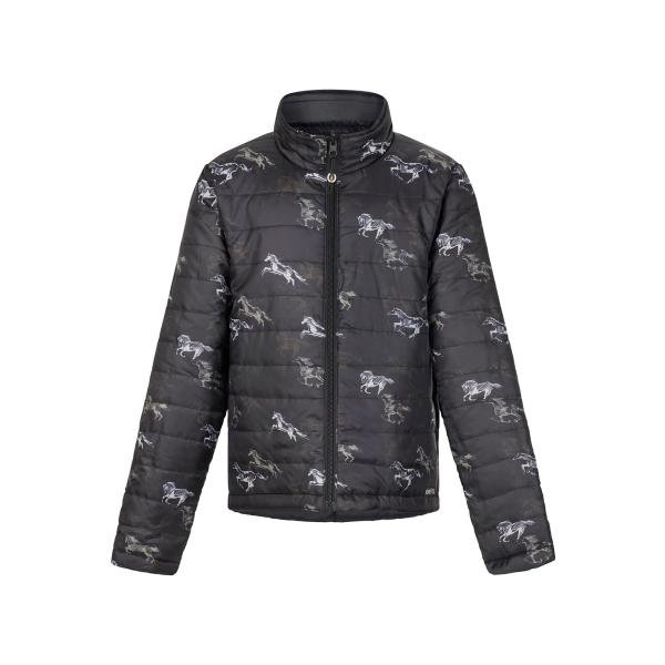 商品名:  Kerrits Kids Pony Tracks Reversible Quilted Jacket Black Run Free Multi/Black Size: Mブランド: Kerrits商品サイズ: Medium高さ:...