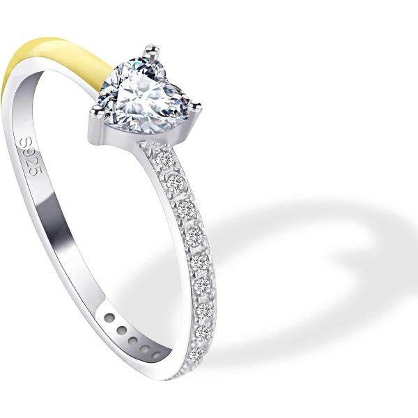 商品名Fahm Tale 925 Sterling Silver Heart Rings for Women, Enamel Cubic Zirconia Promise Love Ring Jewelry for Girlfriend M...