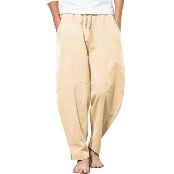 商品名:  COOFANDY Men's Linen Elastic Waist Pants Drawstring Harem Loose Summer Pants Beige Lブランド: COOFANDY商品サイズ: Large高さ: ...
