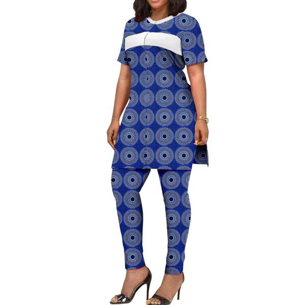 商品名:  African Clothing for Women Short Sleeve Shirt and Print Pants 2 Piece Set Tracksuit Plus Size Dashiki Casual Outfi...