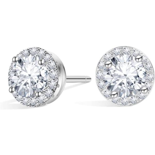 商品名Anbamahong モアッサナイト ヘイローピアス 人工ダイヤモンド 925スターリングシルバースタッド メンズ レディース ジュエリーギフト, ホワイトゴールド, モアッサナイトMoissanite Halo Earrings L...